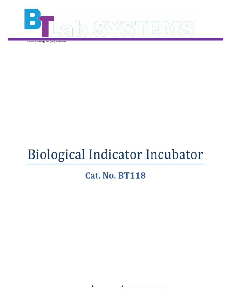 BT1118 Biological Indicator Incubator | PDF