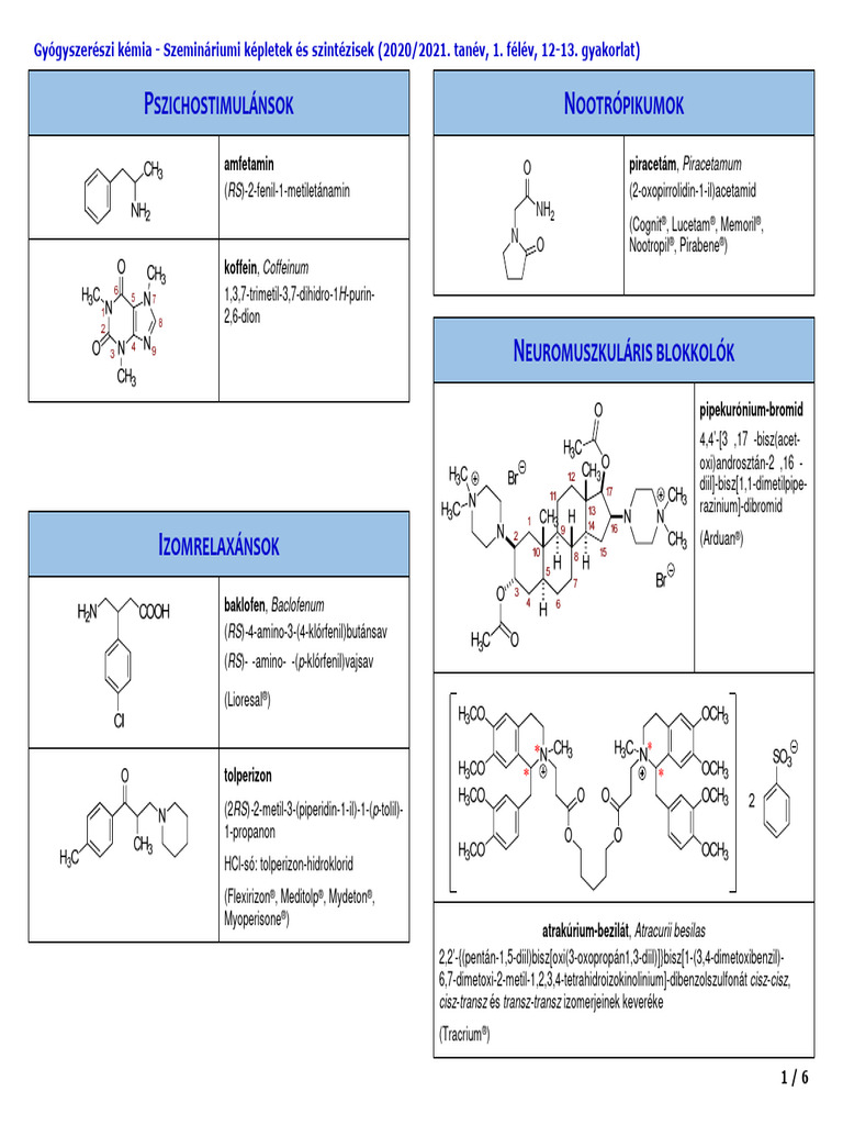 Szemináriumi Képletek És Szintézisek - 12-13. Gyakorlat | PDF