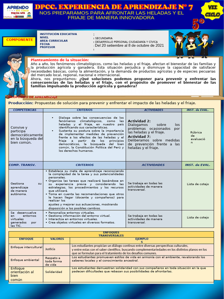 DPCC 5° Eda 7 (3 Semanas) | PDF