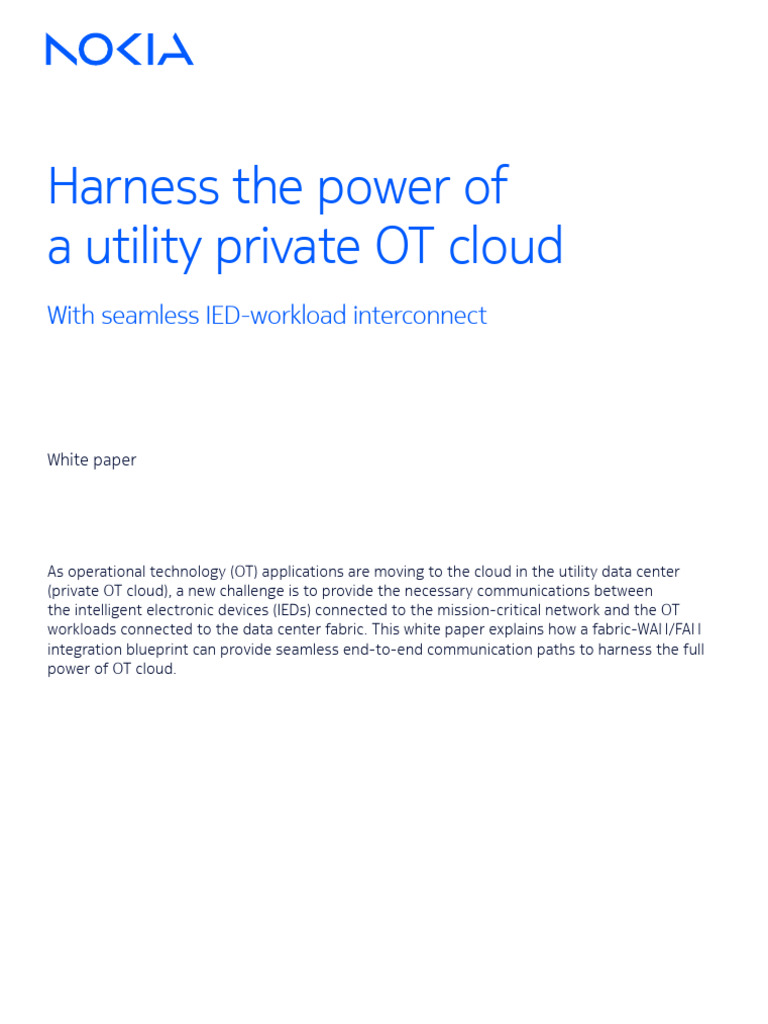 Nokia Building An OT Cloud For Utilities White Paper EN | PDF