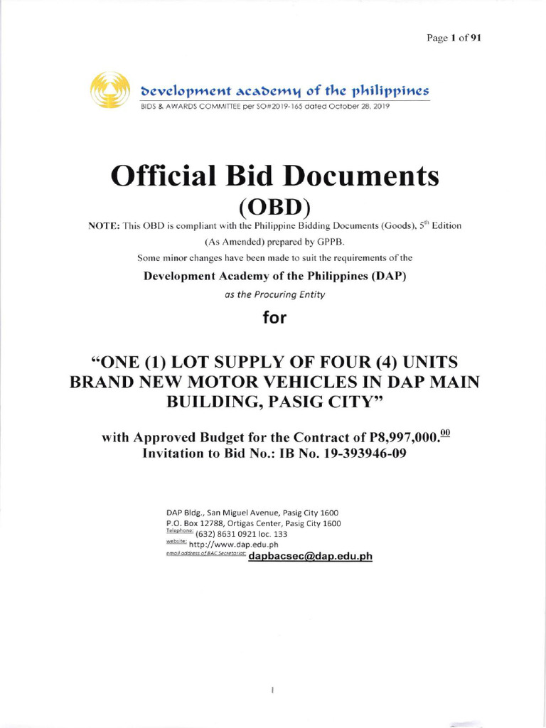 Official Bidding Documents 001 Min | PDF