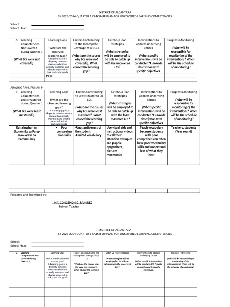 Catch-Up-Plan-Template | PDF