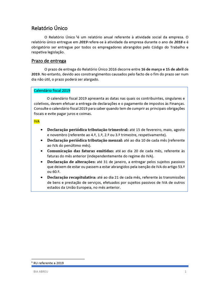 Relatório Único | PDF