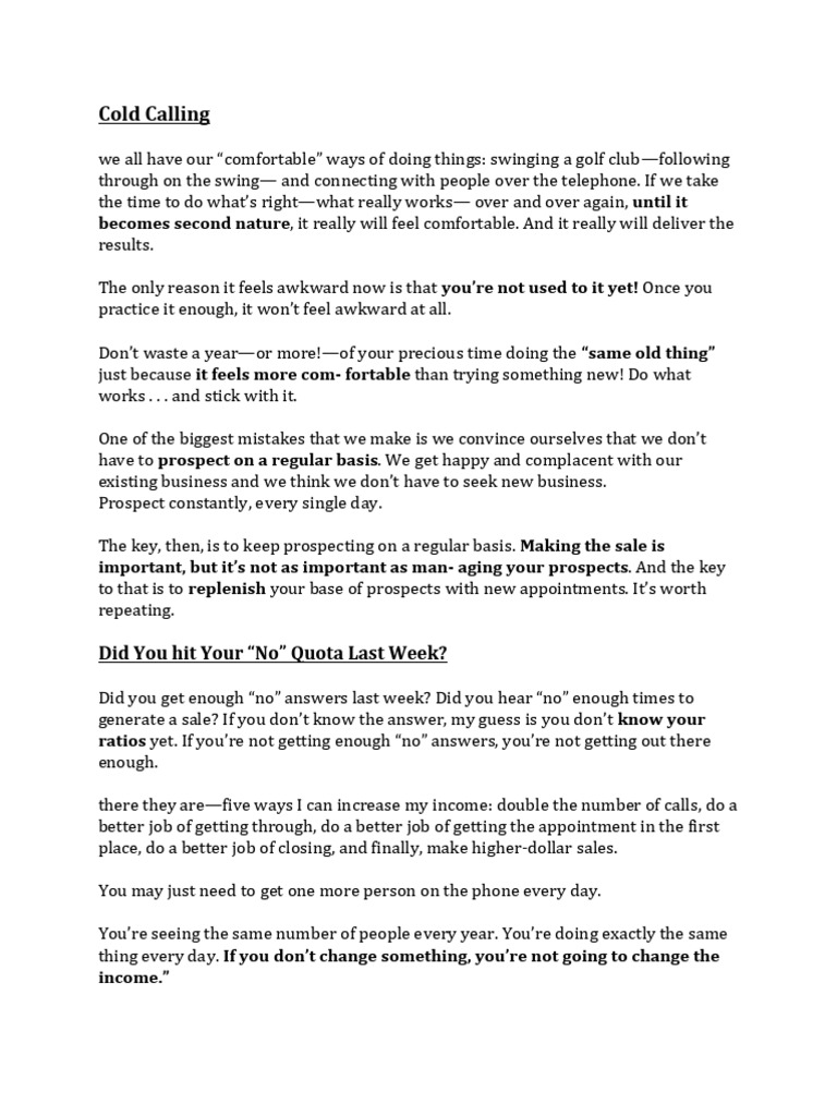 Cold Calling Techniques | PDF