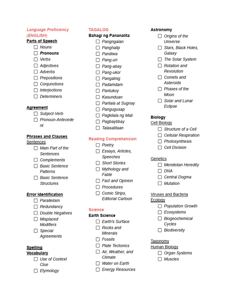 Upcat Study Guide 1 | PDF
