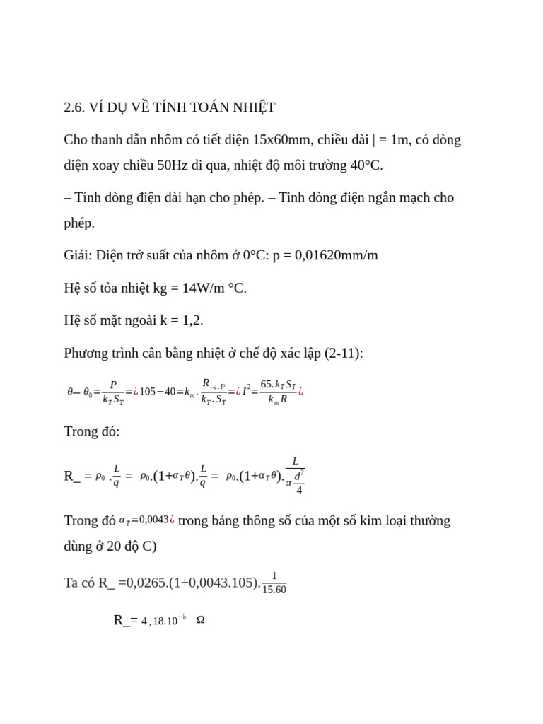 Ta có R - =0,0265. (1+0,0043.105) .: θ θ P k S k - R k - S I k S k R | PDF