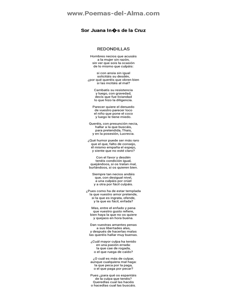 REDONDILLAS de Sor Juana in S de La Cruz | PDF REDONDILLAS de Sor Juana in S de La Cruz | PDF