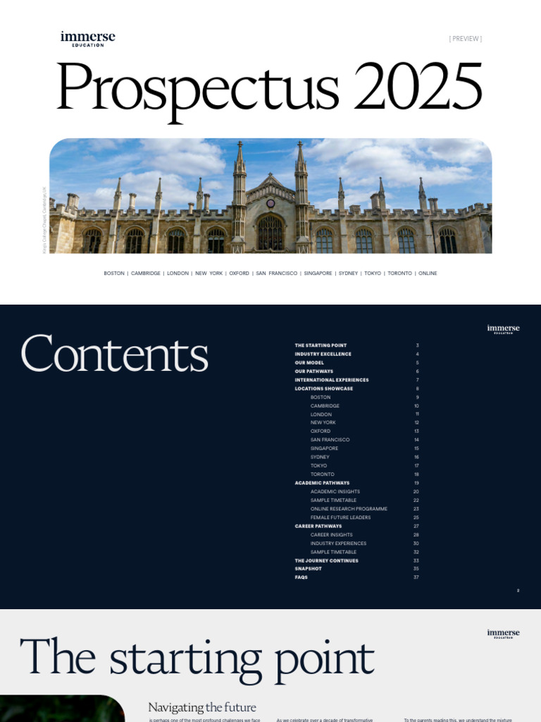 Immerse Education Prospectus 2025 | PDF