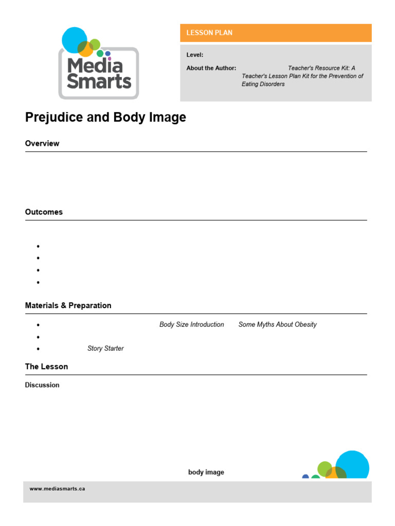 Lesson Prejudice Body Image | PDF