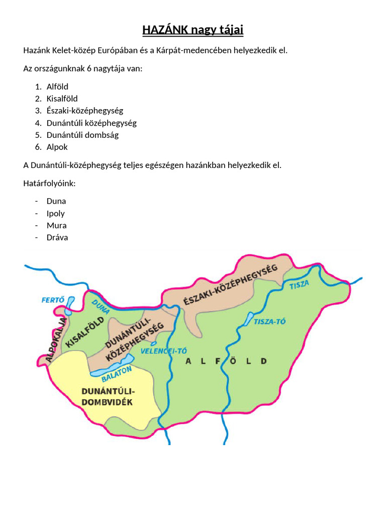 HAZÁNK Nagy Tájai - Környezet, 6.osztály | PDF
