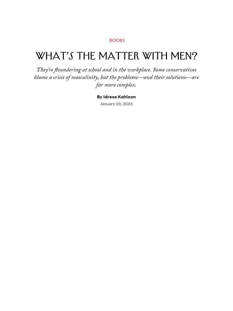 What's The Matter With Men - The New Yorker | PDF