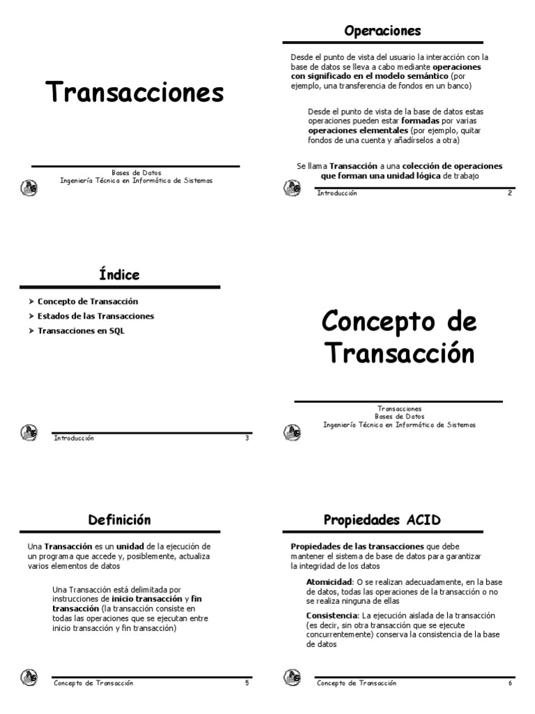 Unidad IV. Transacciones SQL | PDF