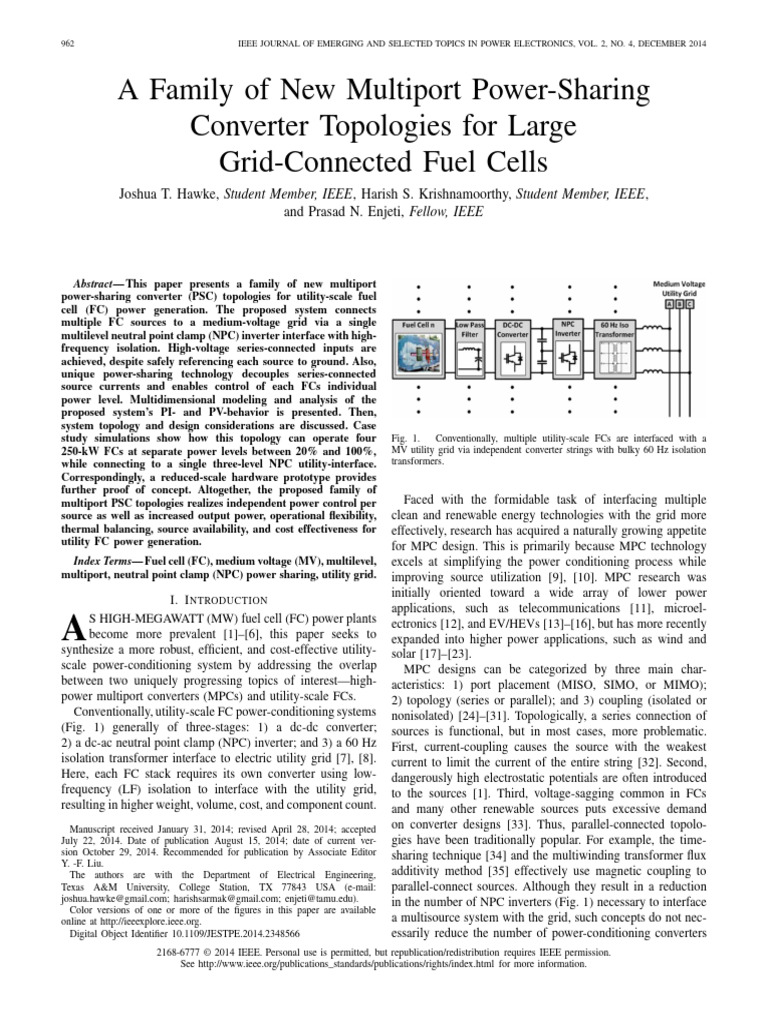 A Family of New Multiport Power-Sharing Converter Topologies For Large Grid-Connected Fuel Cells ...