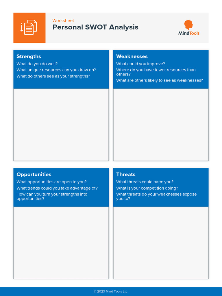 Personal SWOT Analysis Worksheet | PDF