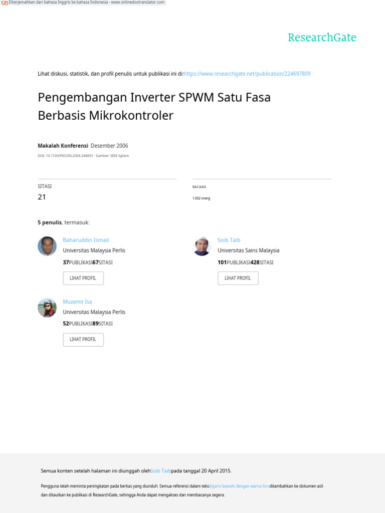 Development of A Single Phase SPWM Micro - En.id | PDF