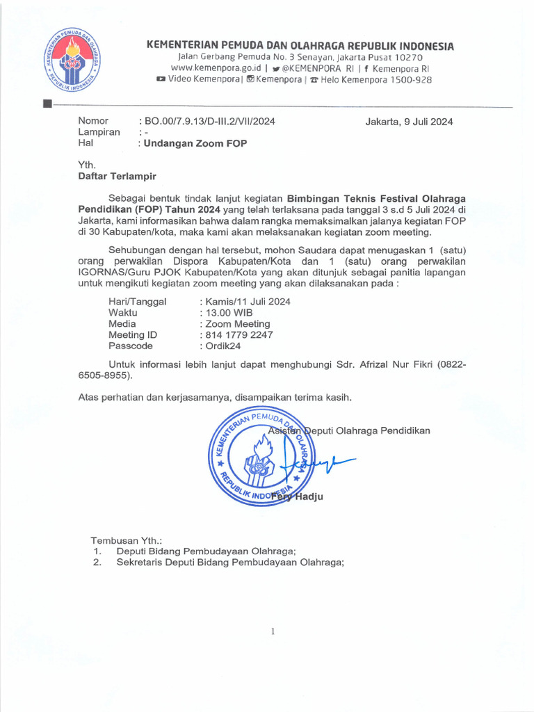 Undangan Zoom FOP | PDF