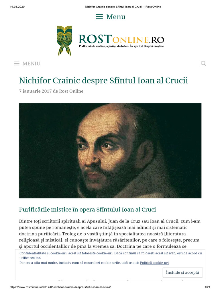 Nichifor Crainic Despre Sfc3aentul Ioan Al Crucii | PDF