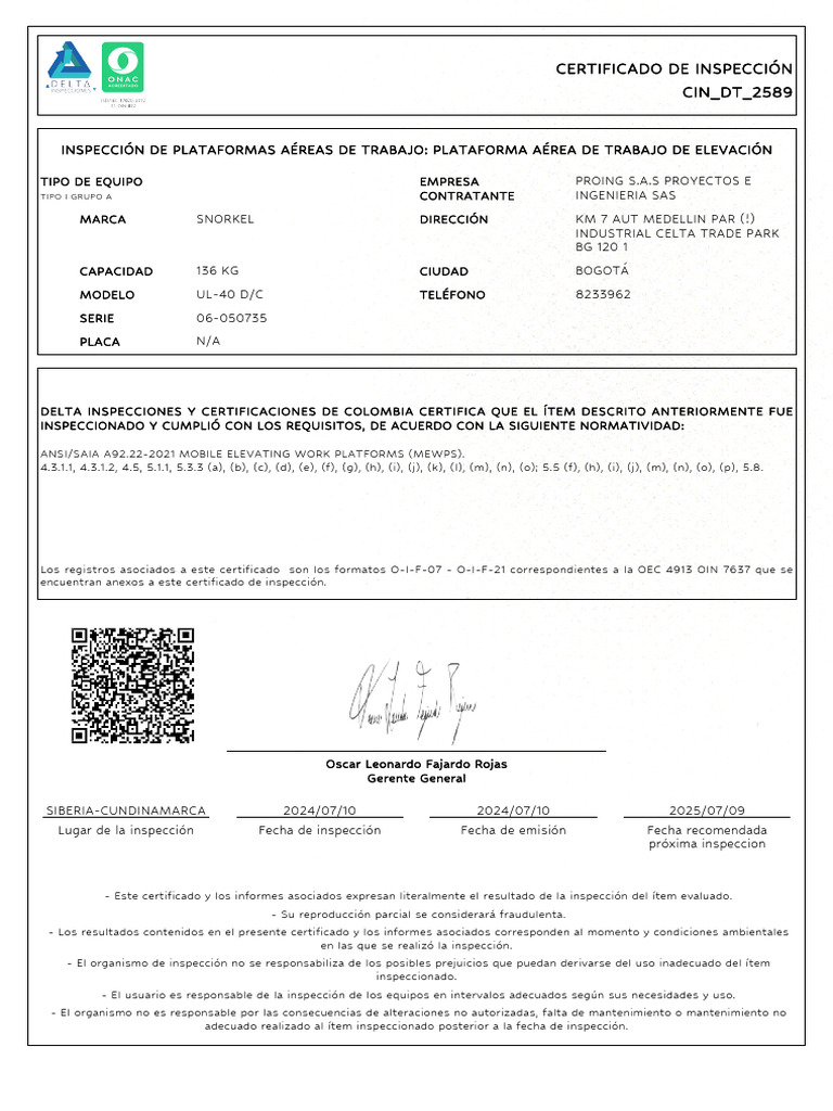 Certificación ONAC | PDF