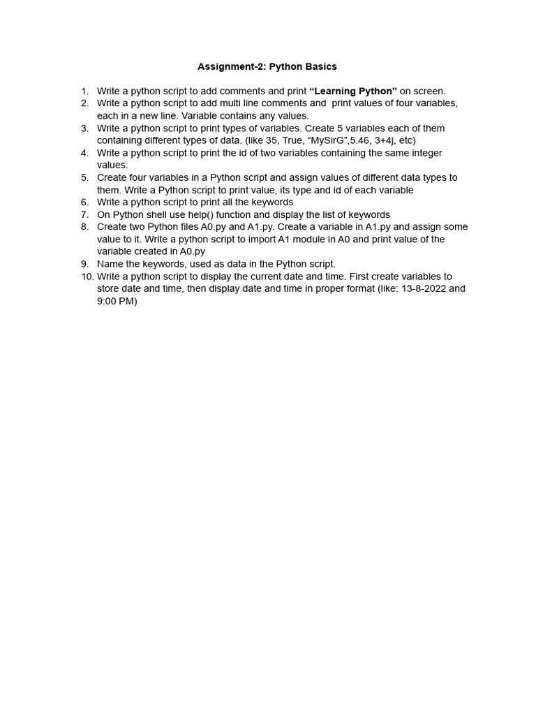 Assignment-2 - Python Basics | PDF