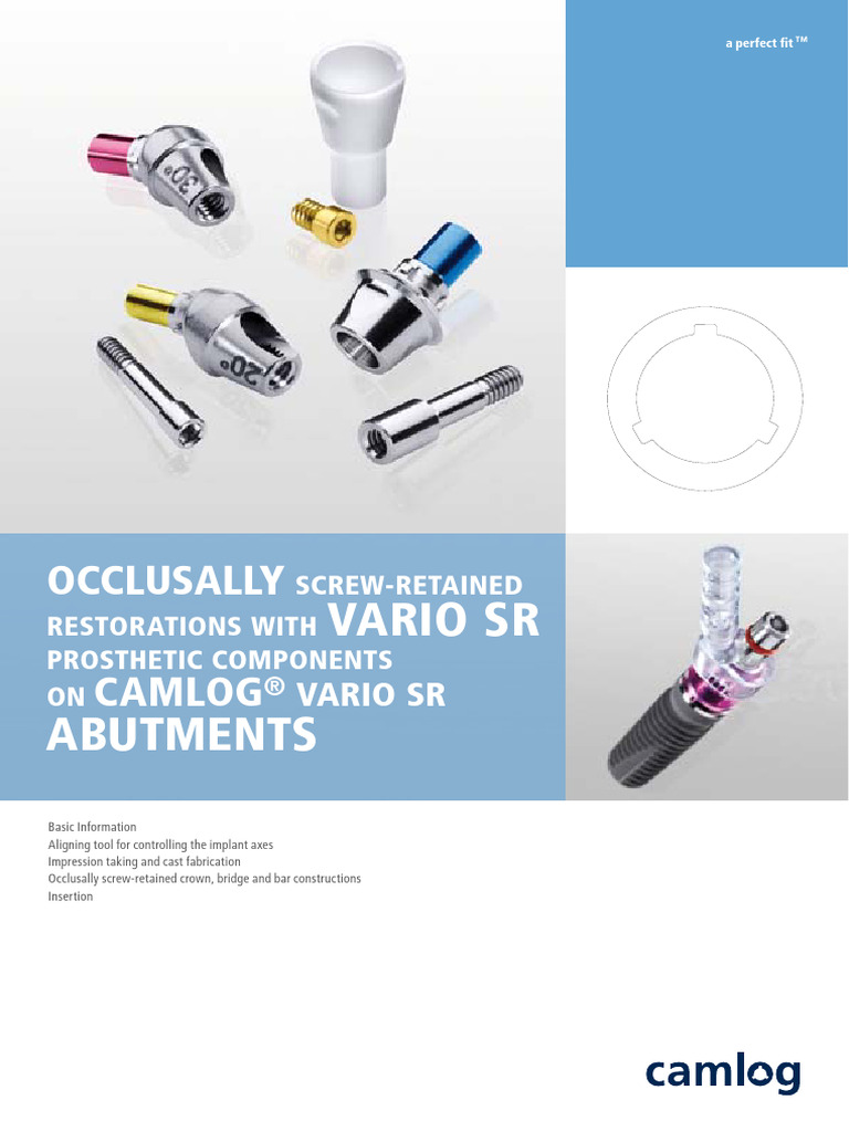 CAMLOG Work Instruction VARIO SR PROSTHETIC COMPONENTS - 01092 | PDF