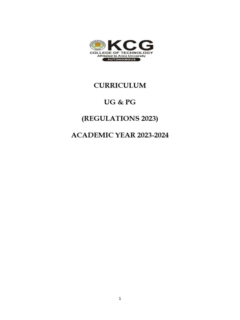 Curriculum UG PG Regulations 2023 | PDF