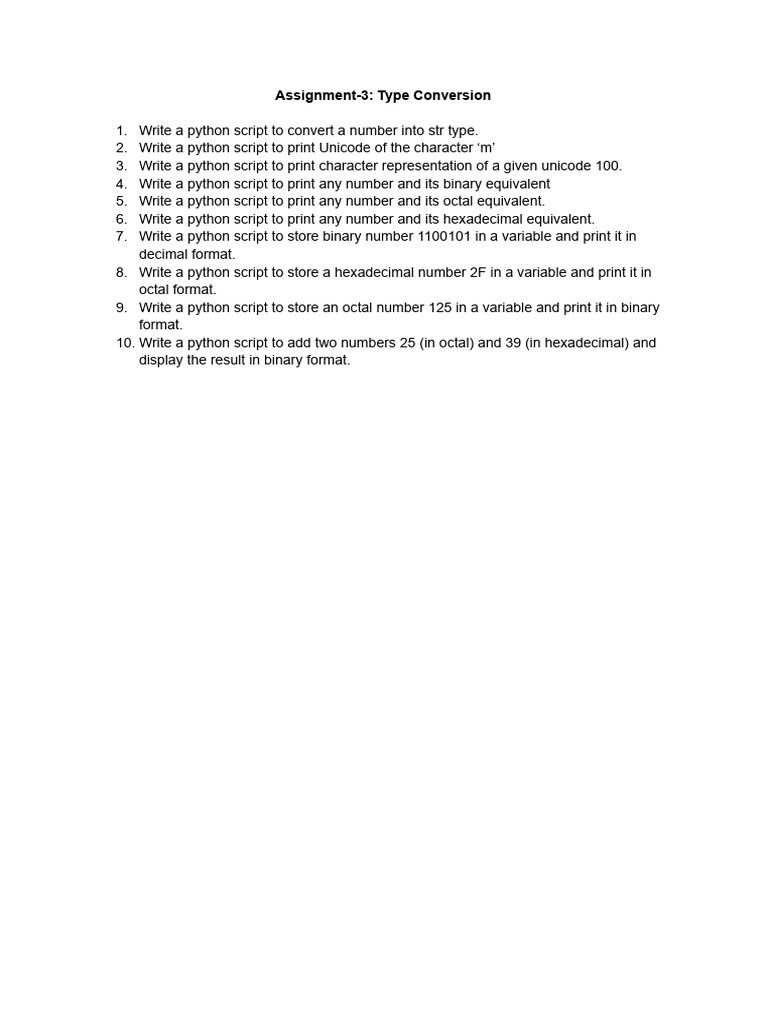 Assignment-3_ Type Conversion | PDF Assignment-3_ Type Conversion | PDF
