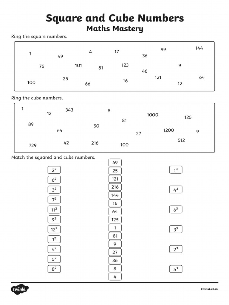 22.4.20 Step 3 - Square and Cube Number Task | PDF