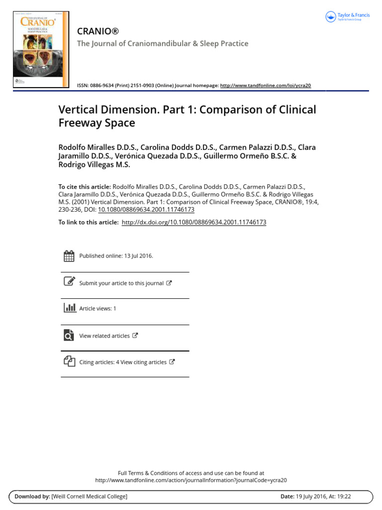 09-黃品豐-Vertical Dimension Part 1_Comparison of Clinical Freeway Space | PDF