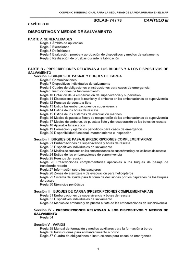 SOLAS Cap. III - SINTESIS 1 | PDF | Envío