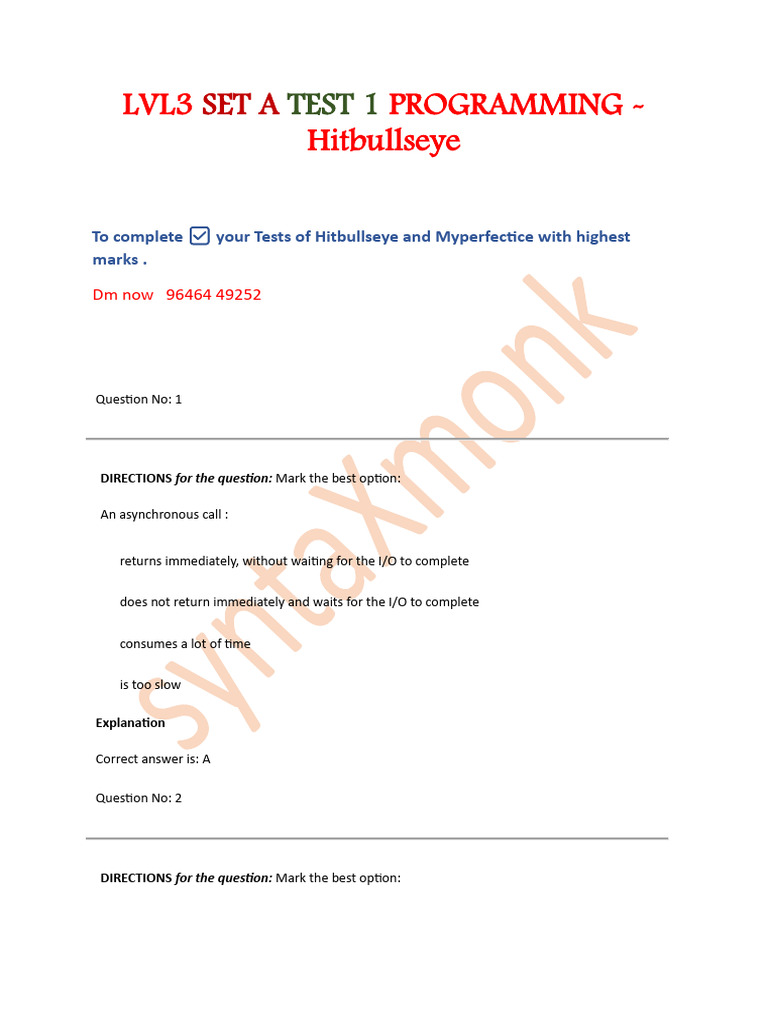 LVL 3 - SET A - LPU Programming Test 01 - HITBULLS | PDF