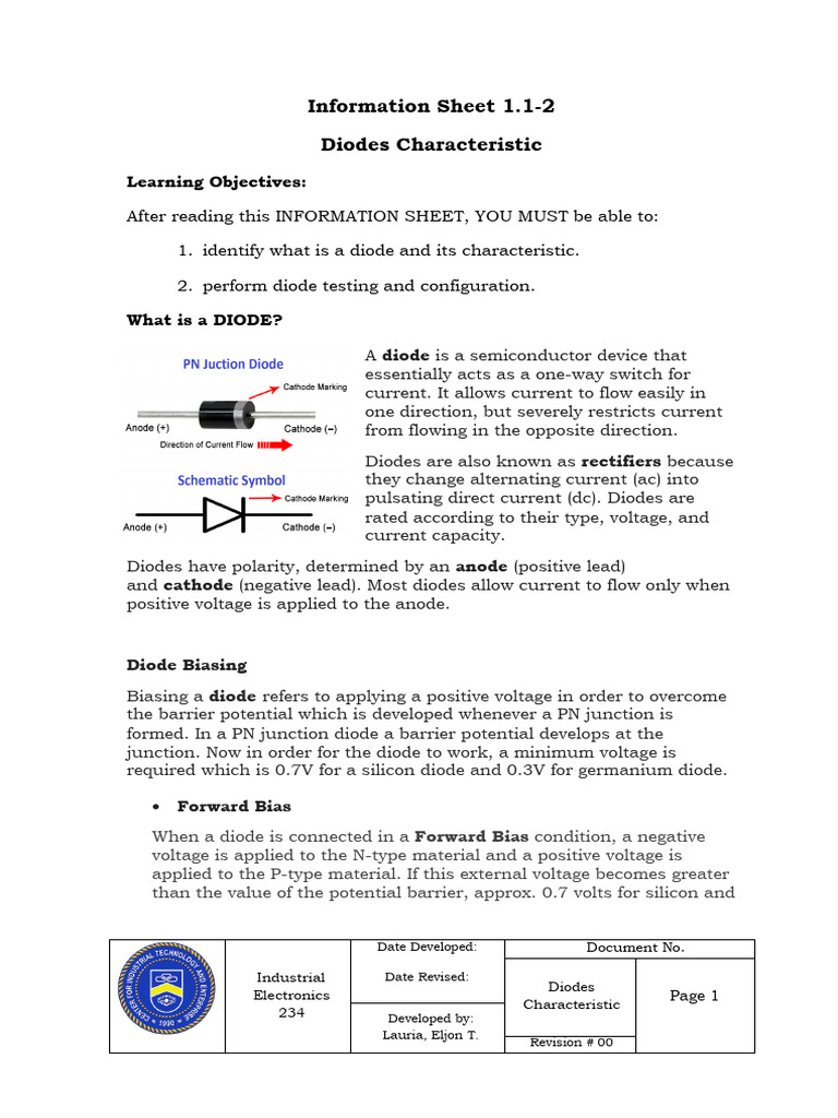 Diodes Characteristic | PDF