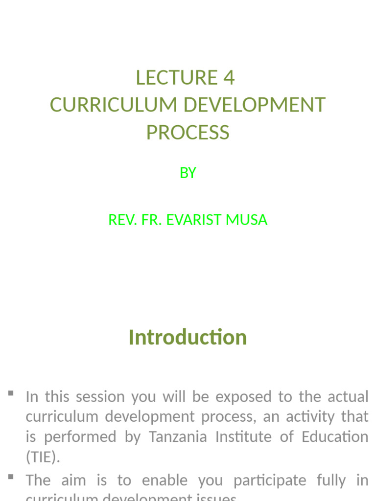 Lecture 2 Curriculum Development Process | PDF
