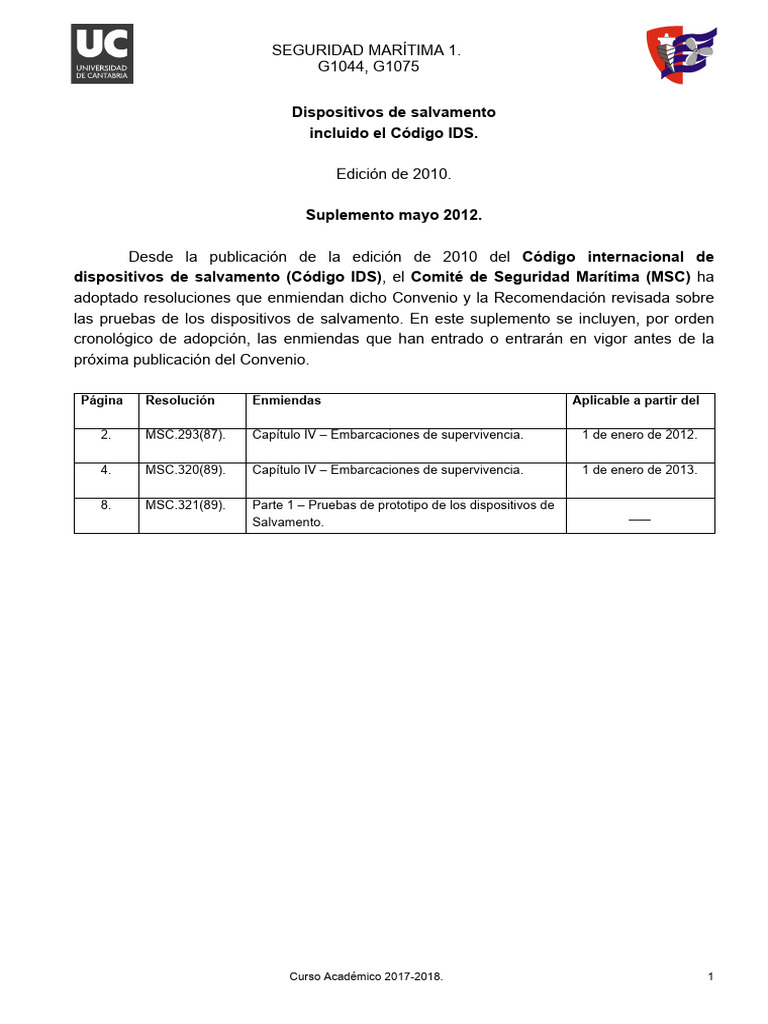 Tema 5 - Capítulo III Del SOLAS-Código IDS | PDF