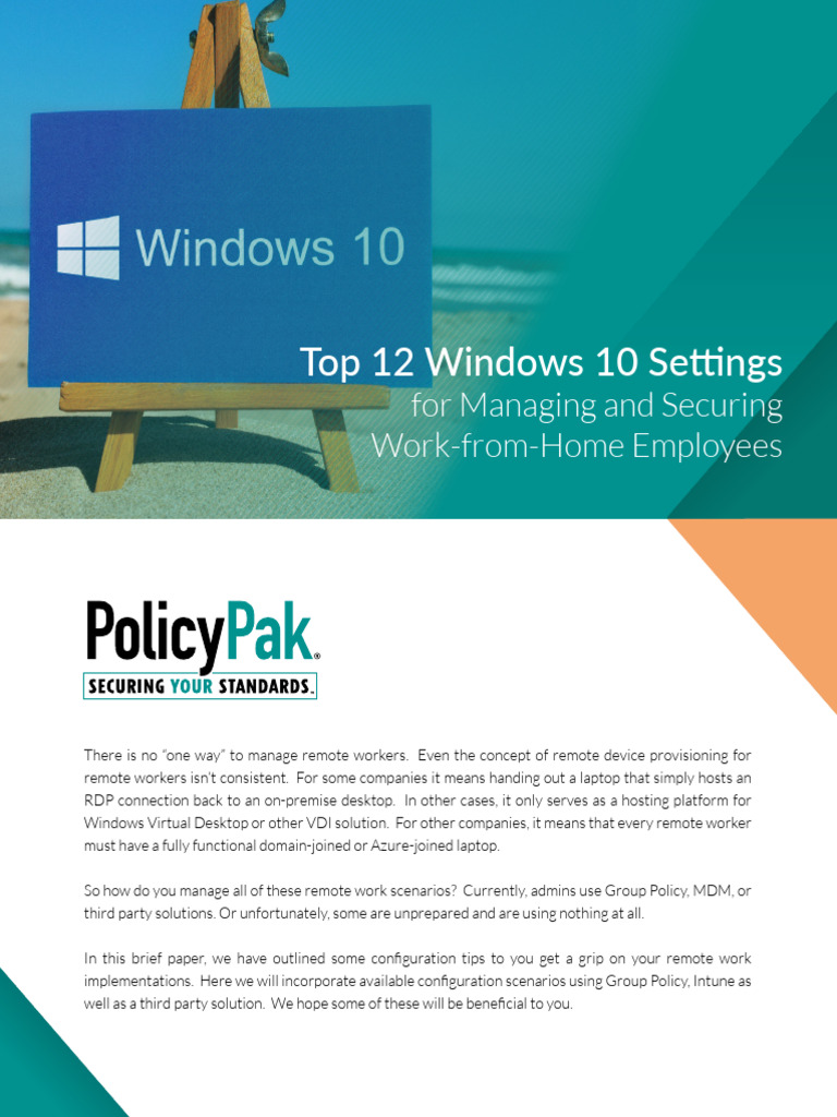 MDM and PP Tips For Remote Work | PDF | Remote Desktop Services | Windows 10