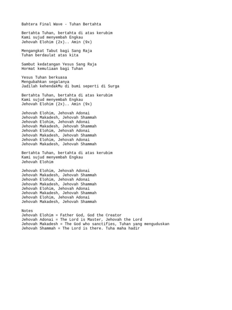 Bahtera Final Wave - Tuhan Bertahta | PDF
