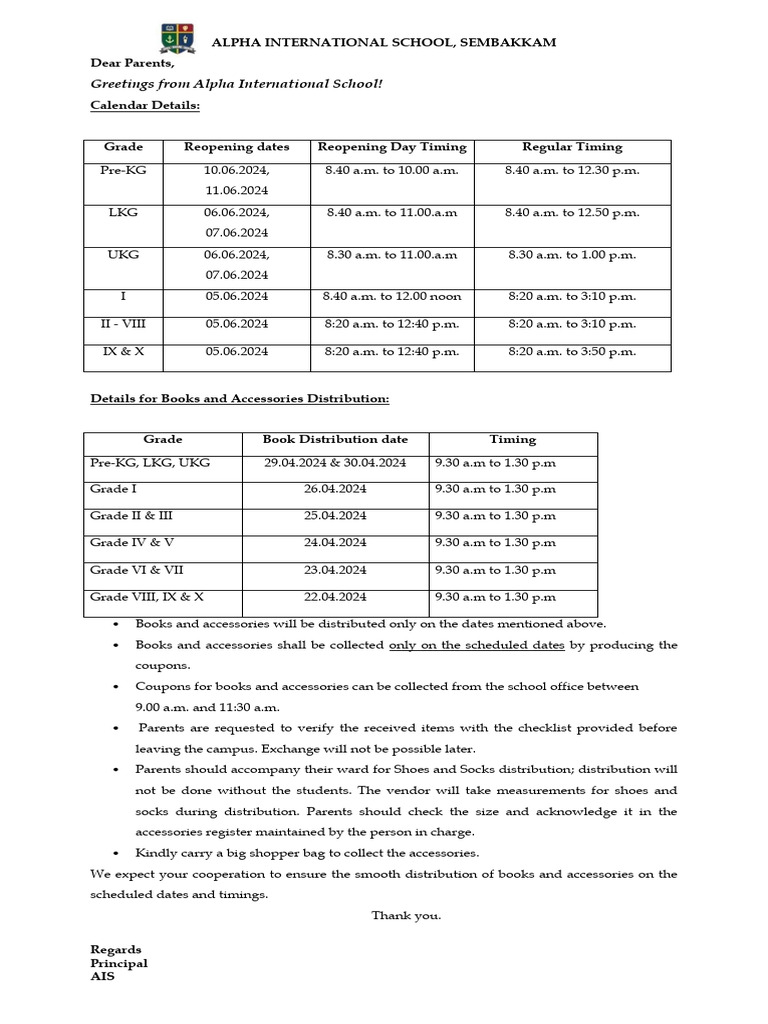 PTM Circular - New Students | PDF