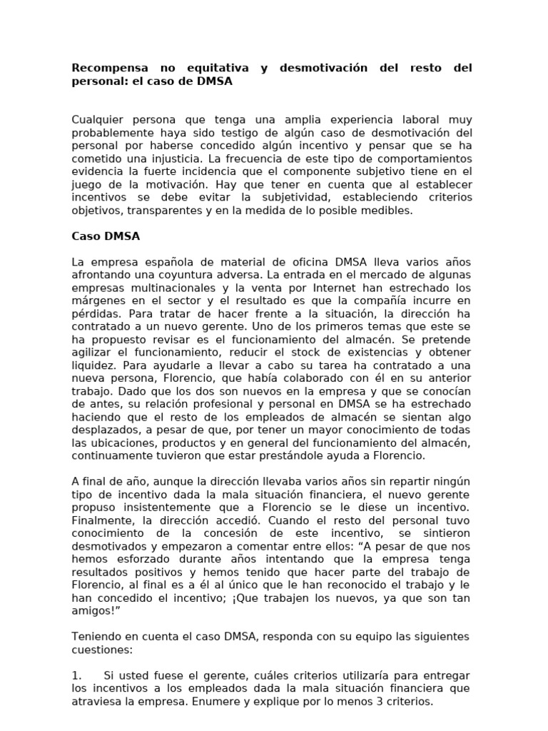 Caso DMSA - Motivación | PDF