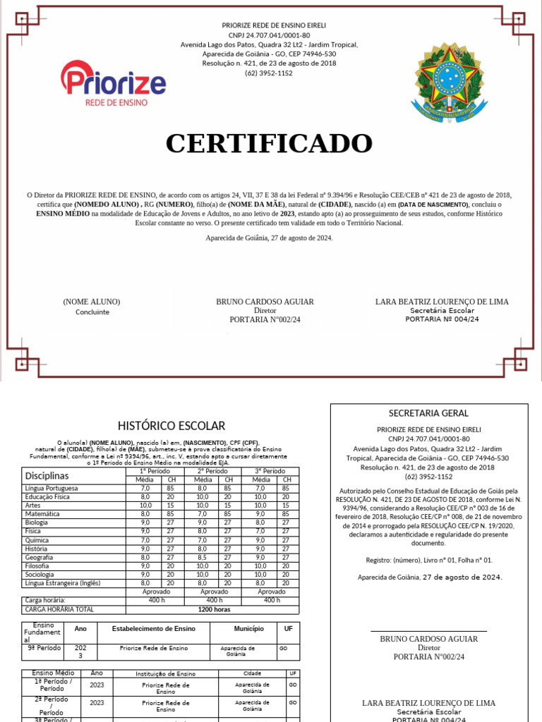 Modelo Certificado EJA (1) - 2 | PDF
