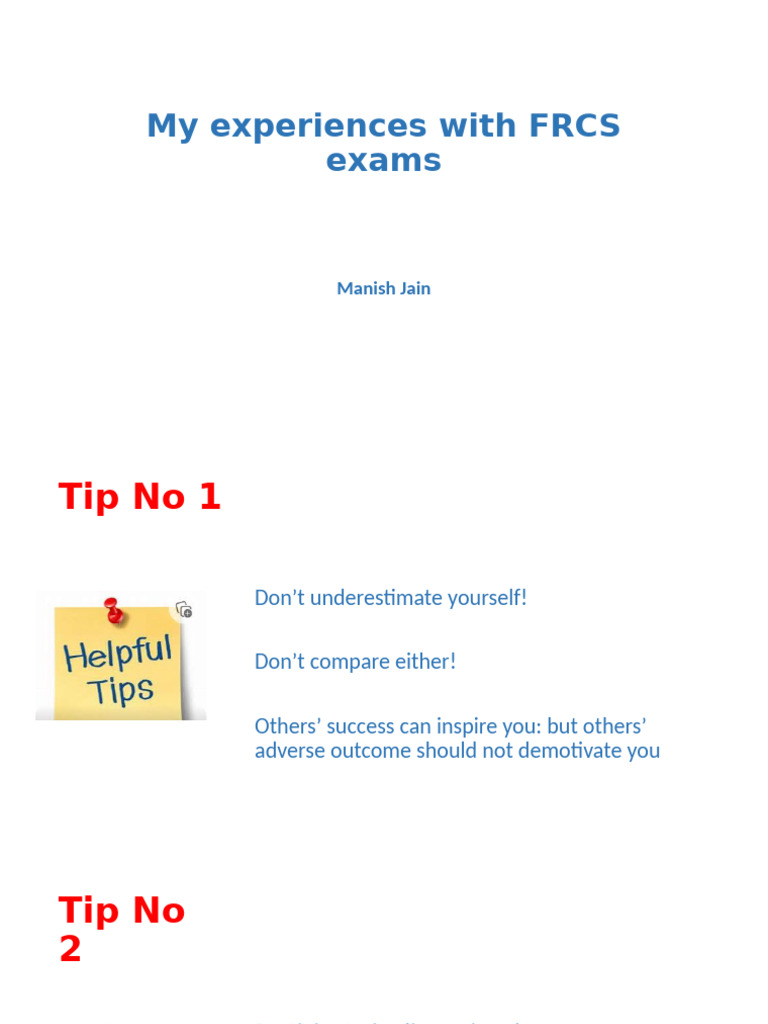 My Experiences With FRCS Exams | PDF