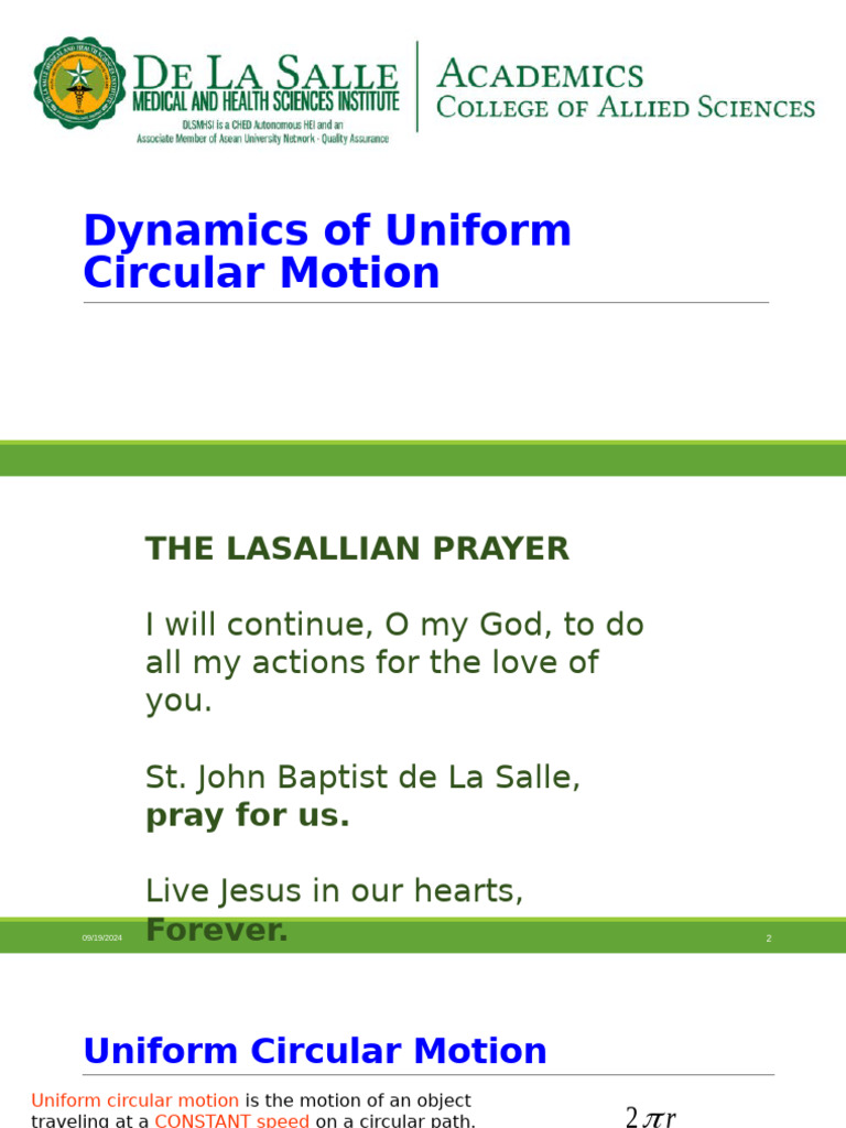 Lec 05 - Dynamics of Uniform Circular Motion | PDF