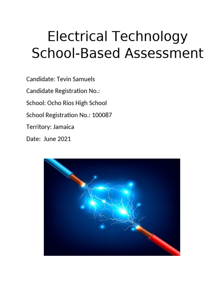 Electrical Technology School Based Assessment Tevin Samuels | PDF