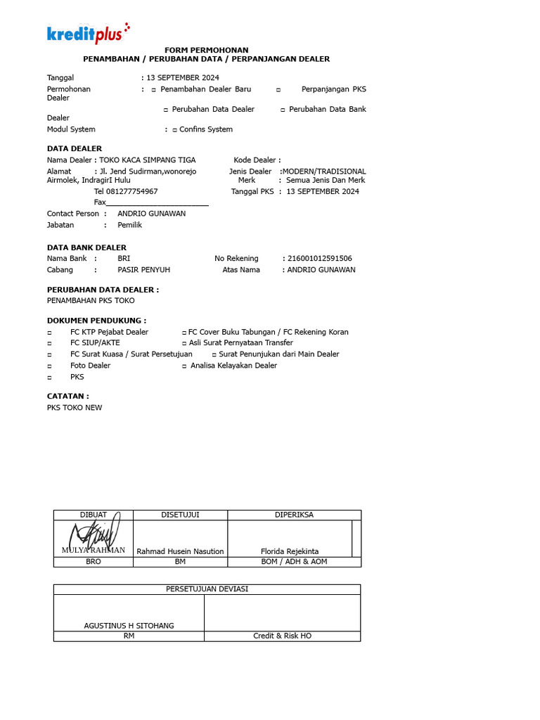 FORM PENAMBAHAN TOKO KATA SIMPANG 3-1docx - 240913 - 154847 | PDF