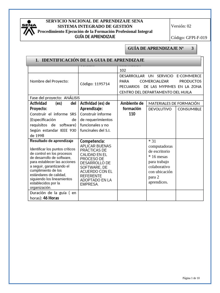 Guia De Aprendizaje N 5 Informe Srs Ieee 830 De 1998 Pdf