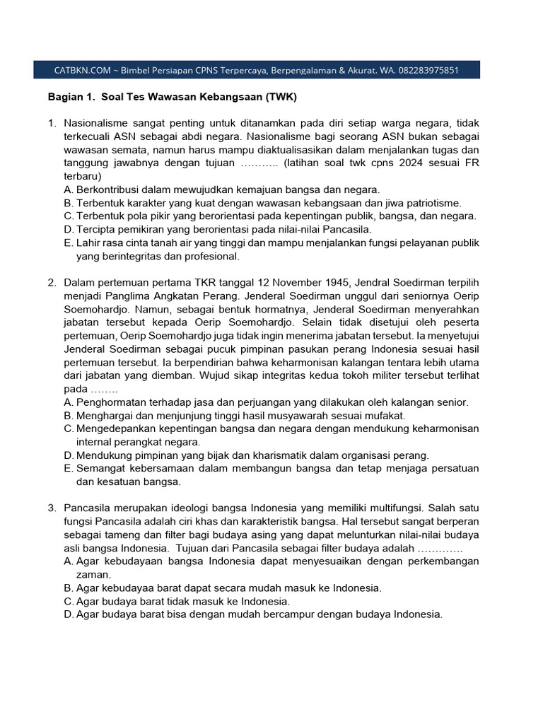 Latihan Soal CPNS 2024 (TWK Tiu TKP) Untuk Persiapan - Catbkn-2-36 | PDF