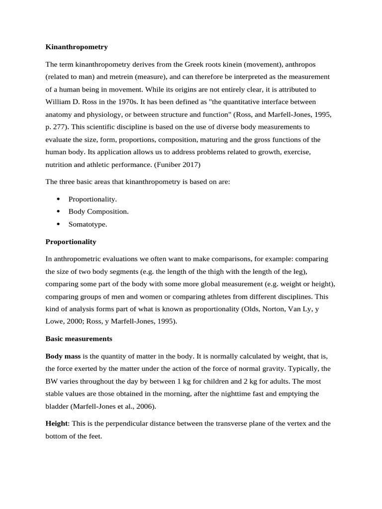 Kinanthropometry Activity1 | PDF