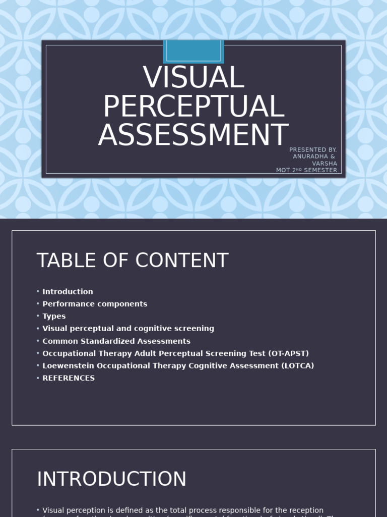 Visual perceptual assessment ppt | PDF