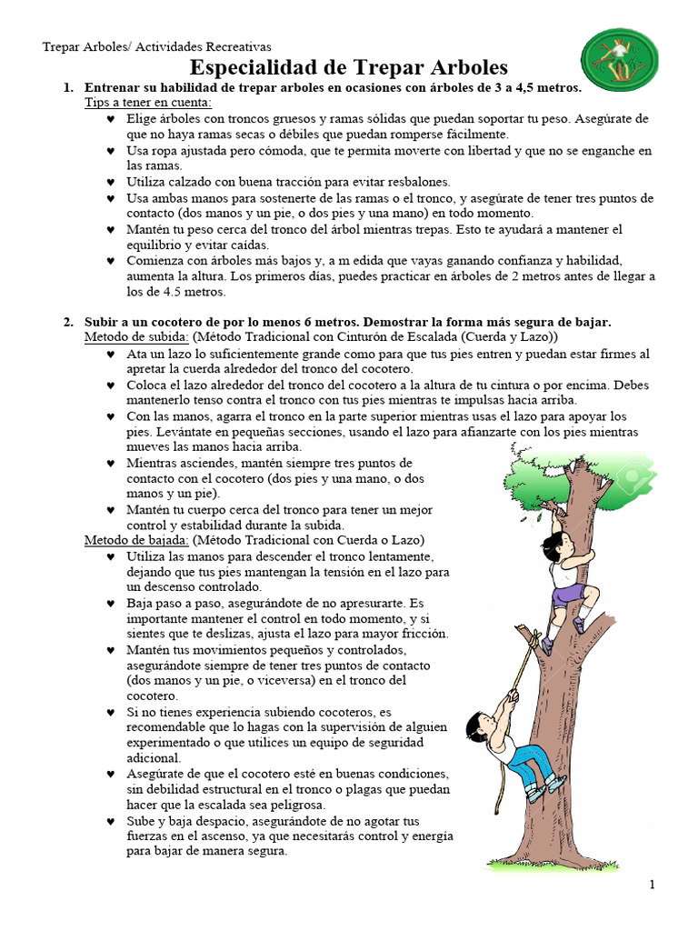 Técnicas para Trepar Árboles Seguros | PDF