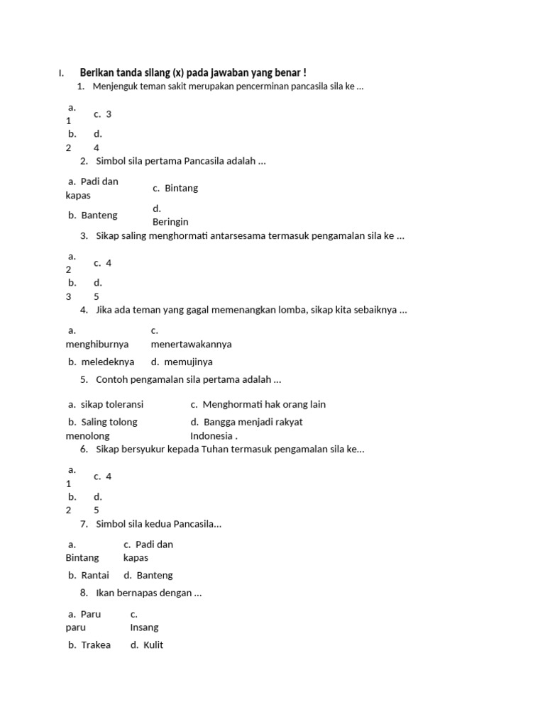 SOAL TEMA 1 SUB 1 & 2 | PDF