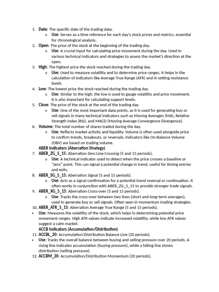 Dictionary-Technical Indicators | PDF