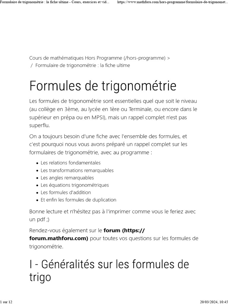Formules Trigo Reda | PDF